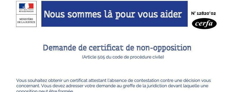 Certificat de non-opposition après ordonnance portant injonction de payer